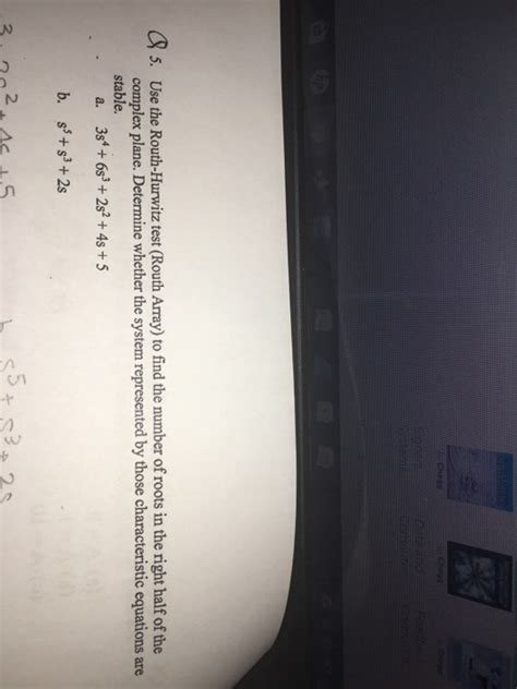 solved use the routh hurwitz test routh array to find the