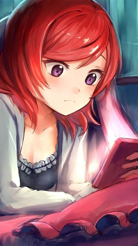 Red Hair Anime Girl Use Phone 750x1334 Iphone 8766s Anime Red Hair