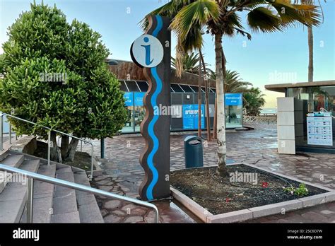 Tourist Information Office Sign Near Troya Beach Where Playa De Las