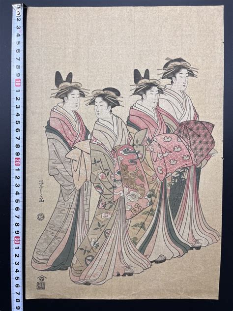 【真作】江戸期 本物浮世絵木版画 鳥文斎栄之「遊女之図」美人図 大判 錦絵 保存良い 【真作】江戸期 本物浮世絵木版画 鳥文斎栄之「遊女之図