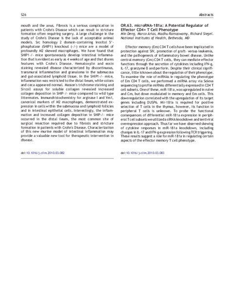 Pdf Microrna 181a A Potential Regulator Of Effector Cd4 T Cell