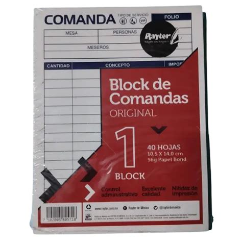 Block De Comanda Original Tamaño 14 De Carta Con 40 Hojas Rayter