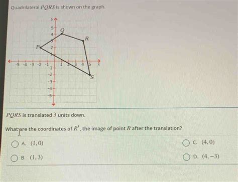 Solved Quadrilateral Pqrs Is Shown On The Graph Pqrs Is Translated 3 Units Down Whatare The