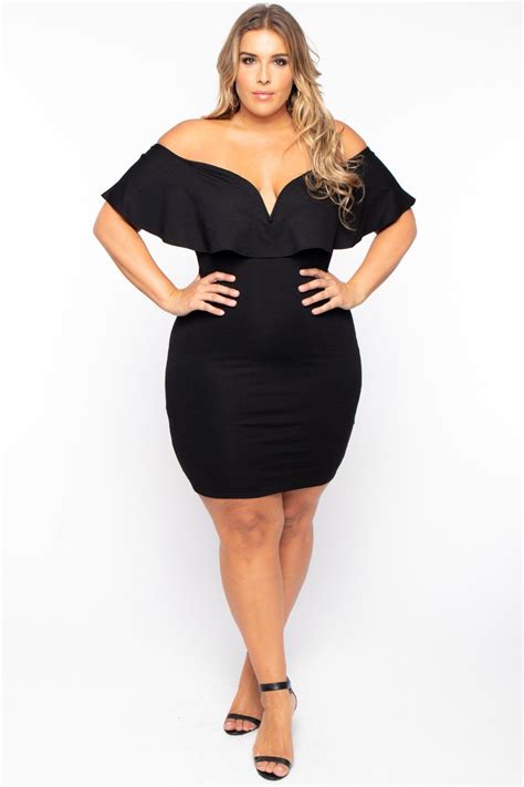 Plus Size Frill Bodycon Dress Black 4x Black Artofit
