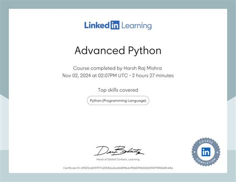 Harsh Raj Mishra On Linkedin Certificate Of Completion