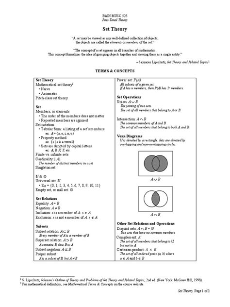 Terms And Concepts Set Theory Pdf Set Mathematics Mathematical