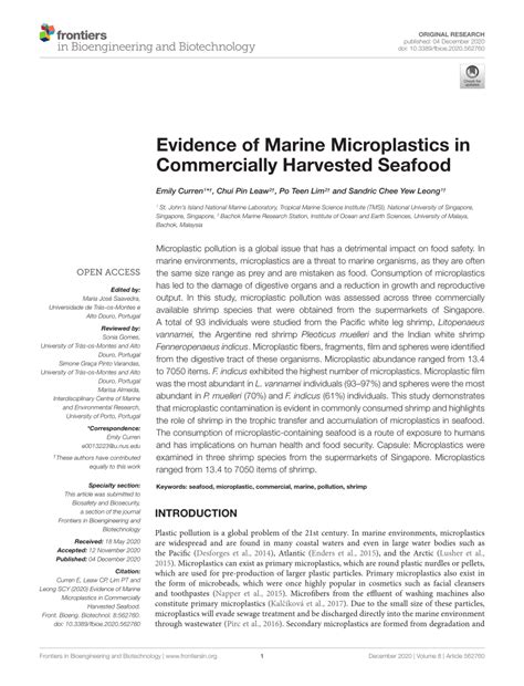 Pdf Evidence Of Marine Microplastics In Commercially Harvested Seafood