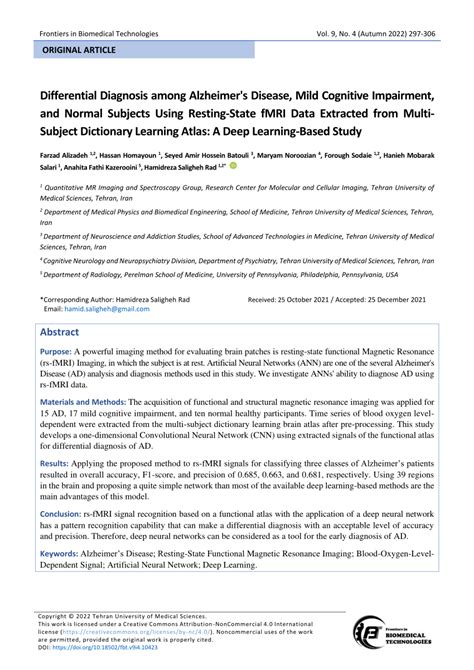 (PDF) Differential Diagnosis among Alzheimer's Disease, Mild Cognitive Impairment, and Normal ...