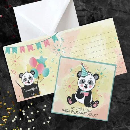 KARTKA urodzinowa Wesoła Panda koperta