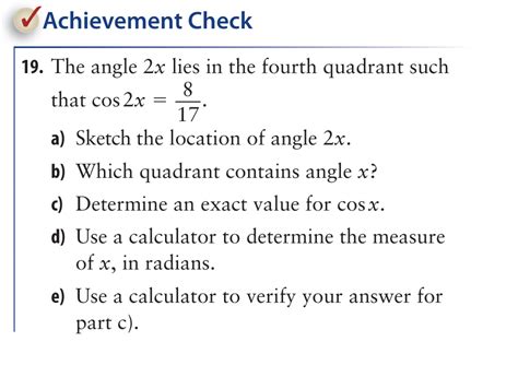 solved achievement checkthe angle 2x ﻿lies in the fourth