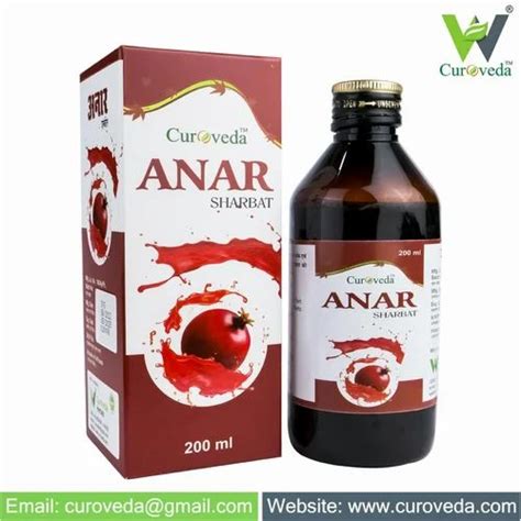Curoveda Red Anar Sharbat Packaging Size 500 Ml Packaging Type