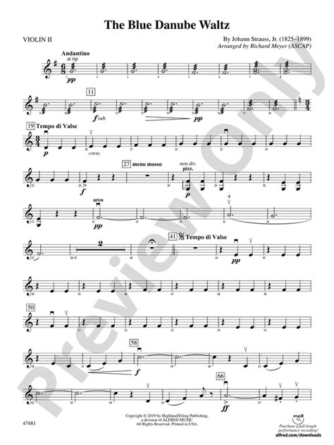 The Blue Danube Waltz 2nd Violin 2nd Violin Part Digital Sheet