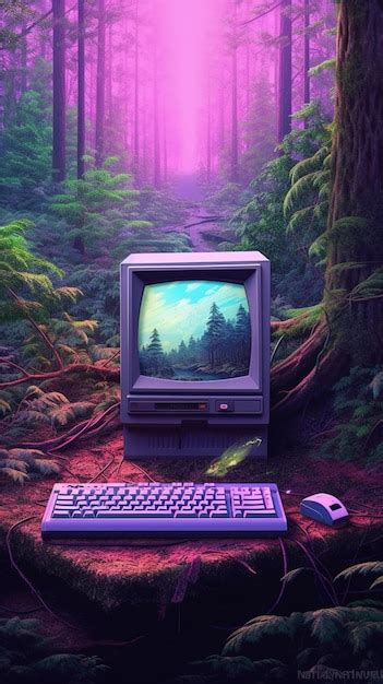 Premium Ai Image There Is A Computer Sitting On A Stump In The Woods
