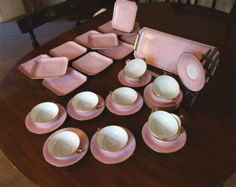 Proantic Pink Limoges Porcelain Tea Service