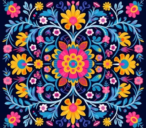Premium Photo A Colorful Floral Design On A Dark Background Generative Ai