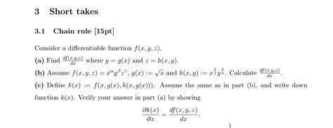 solved 3 1 chain rule [15pt] consider a differentiable
