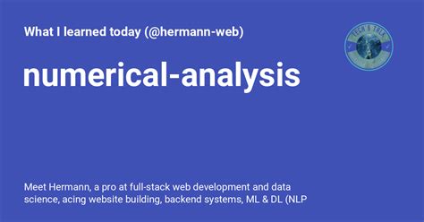Numerical Analysis What I Learned Today Hermann Web