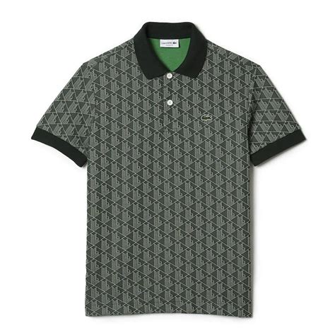 Áo Polo Nam Lacoste Mens Classic Fit Monogram Print Contrast Collar