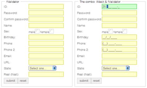 Fvalidator Validate Input Data In Html Forms With Imask Web Resources