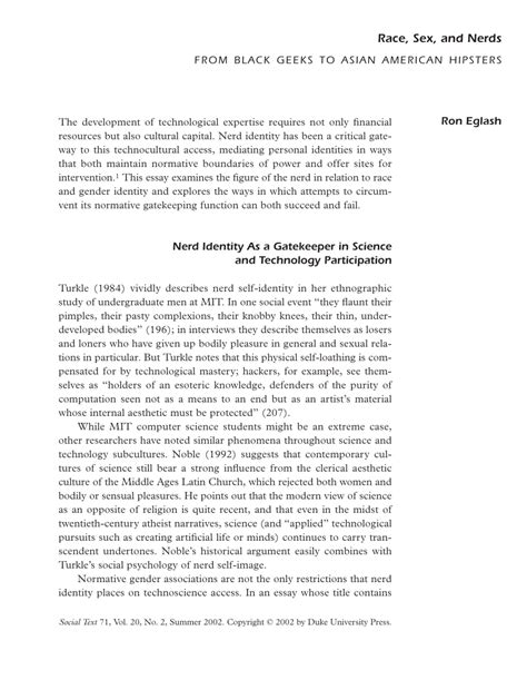 Pdf Race Sex And Nerds