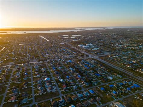 Aerial Photo Residential Neighborhoods In Cape Coral Florida Usa Stock