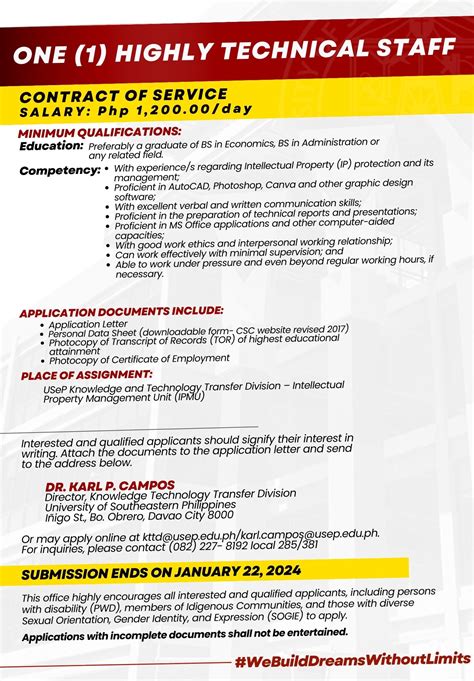 Usep Job Hiring Usep Is In Need Of Two 2 Non Teaching Personnel For Knowledge And Technology