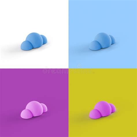 Pop Art Collage Of 3d Rendered Cloud Form Isolated On Colorful Backgrounds Stock Illustration
