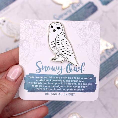 Snowy Owl Enamel Pin Botanical Bright