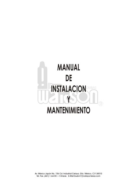 Manual De Instalacion Y Mantenimiento Pdf Bomba Fundación
