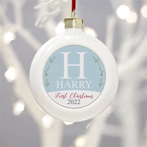 Personalised First Christmas Initial Bauble The Gift Experience