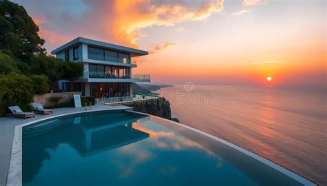 Luxurious Modern Cliffside Villa With Ocean Sunset Views And Infinity