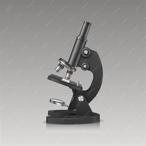 ベクトル 3 D 現実的な黒実験室顕微鏡分離化学生物学ツール科学研究室研究教育インフォ グラフィック デザイン テンプレート プレミアムベクター