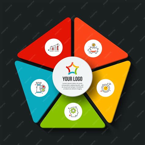 Premium Vector Vector Dark Pentagon Infographic With 5 Options Parts