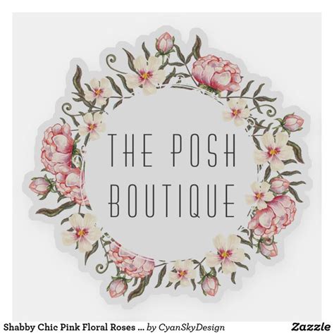 Shabby Chic Floral Wreath Logo Sticker