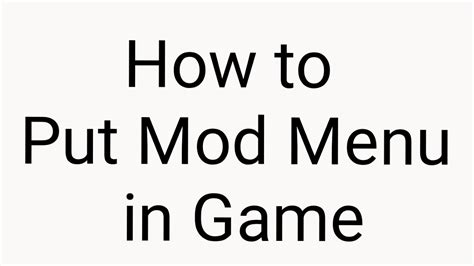 How To Put Mod Menu In Game Youtube