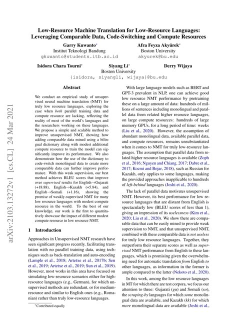 Pdf Low Resource Machine Translation For Low Resource Languages
