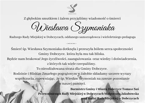 Nie żyje Radny Rady Miejskiej W Dobczycach Wiesław Szymoniak Serwis Informacyjny Gminy Dobczyce