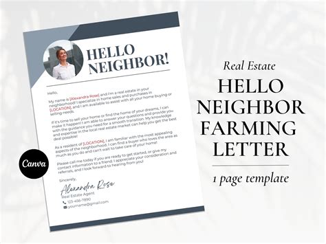 Realtor Hello Neighbour Letter Realtor Farming Letter Real Estate
