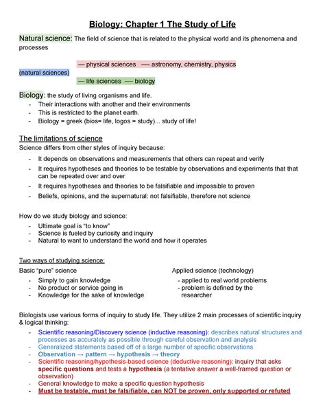 Biology Chapter 1 The Study Of Life Their Interactions With Another And Their Environments