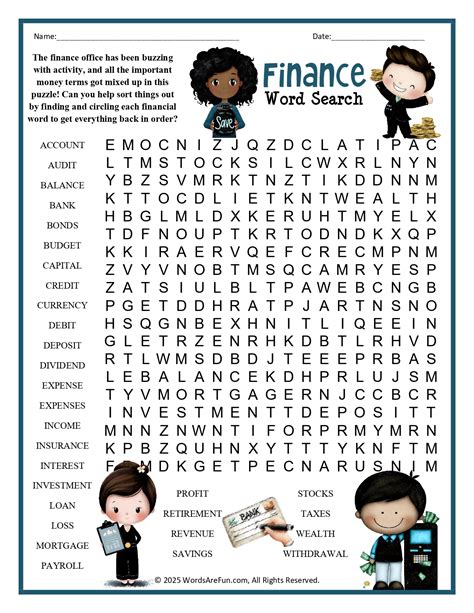 Finance Word Search Printable