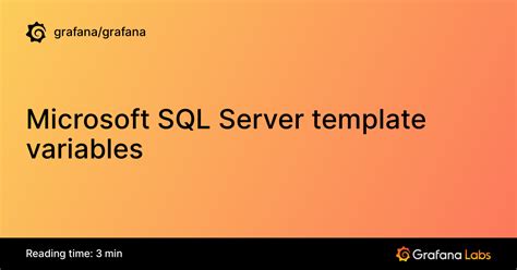Microsoft Sql Server Template Variables Grafana Documentation