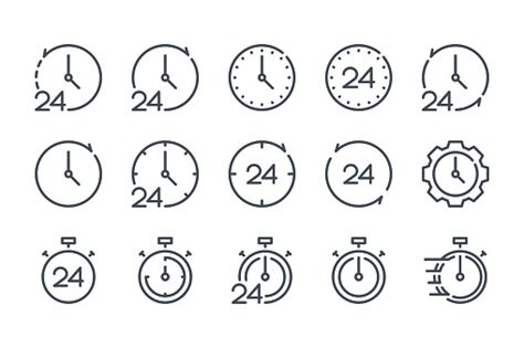 時刻と時計の行のアイコンウォッチとタイマーエクターリニアアイコンセット Guiのベクターアート素材や画像を多数ご用意 Gui