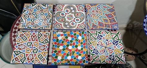 Set Of Square Ceramic Plates Handmade And Hand Painted Square Moroccan Ceramic Plates