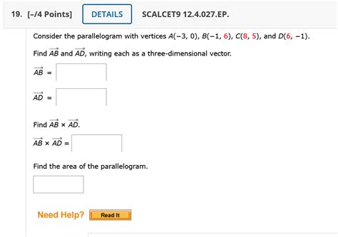 Solved Consider The Parallelogram With Vertices