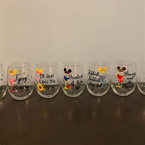 Disney Princess Inspired Wine Glassesdisney Princess Wine Glassdisney