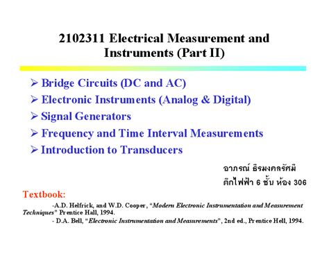 Pdf 2102311 Electrical Measurement And Instruments Part Ii Bridge Circuits Dc And Ac