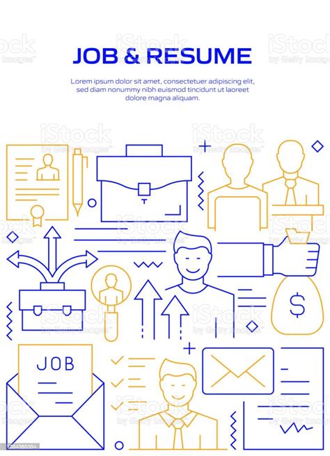 작업 및 이력서 관련 모던 라인 스타일 벡터 일러스트레이션 직업박람회에 대한 스톡 벡터 아트 및 기타 이미지 직업박람회 0명 개념 Istock
