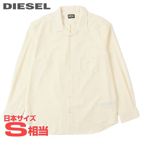 【楽天市場】 Diesel ディーゼル メンズ ワンポイント刺繍ロゴ オープンカラー シンプル 長袖シャツ【s Wooly】【サイズxs】【1サイズ程大きめのサイズ感】【アイボリー】die M
