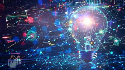 Futuristic Lightbulb With Digital Network Connections Animation Stock Footage Video Of