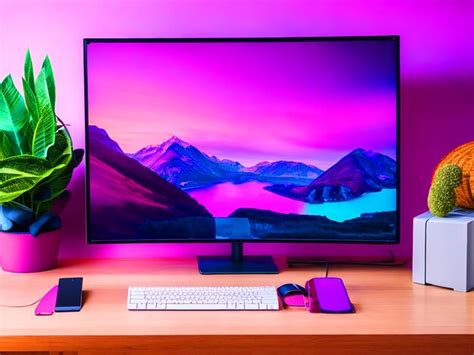 Premium Photo Desktop Workspace With A Computer With A Huge Screen On